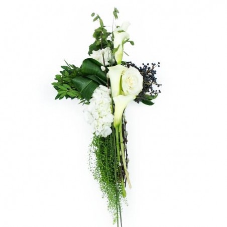 Mercure, petite croix de fleurs blanches, livraison pour un deuil en 4h ...